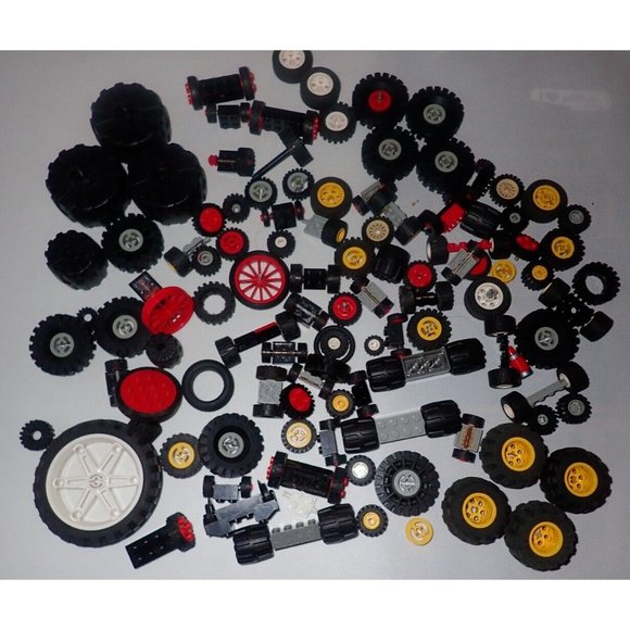 Lego | Toys | Vintage Lego Lot Tires Wheels Black Red Yellow White Rims ...